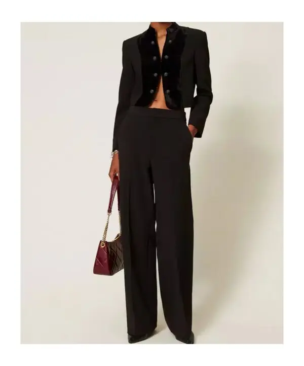 TWINSET Crepe Logo Straight-leg Trousers