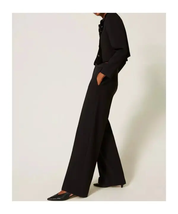 TWINSET Crepe Logo Straight-leg Trousers