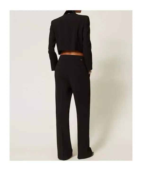 TWINSET Crepe Logo Straight-leg Trousers