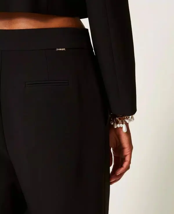 TWINSET Crepe Logo Straight-leg Trousers