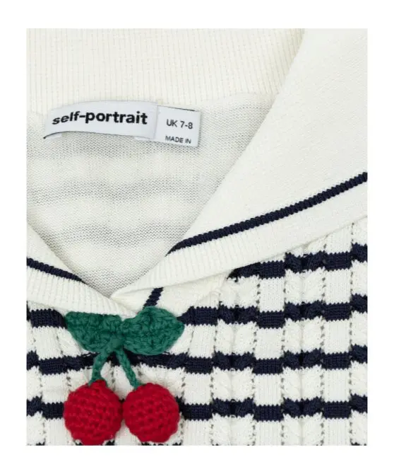 SELF-PORTRAIT Striped Knit Dress With Embellishments