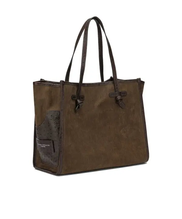 GIANNI CHIARINI Ribbed Tote Bag With Top Handles - Green