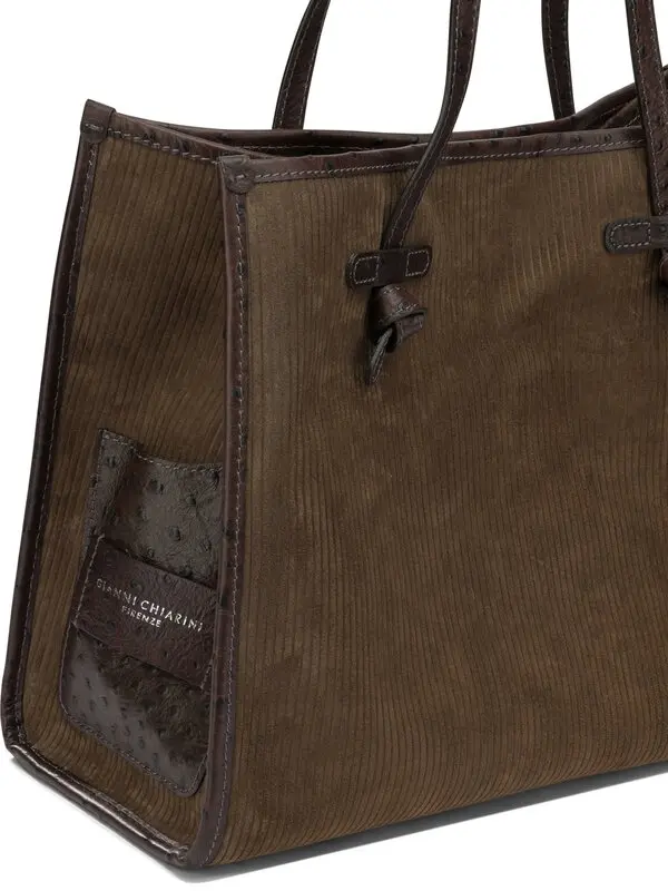 GIANNI CHIARINI Ribbed Tote Bag With Top Handles - Green