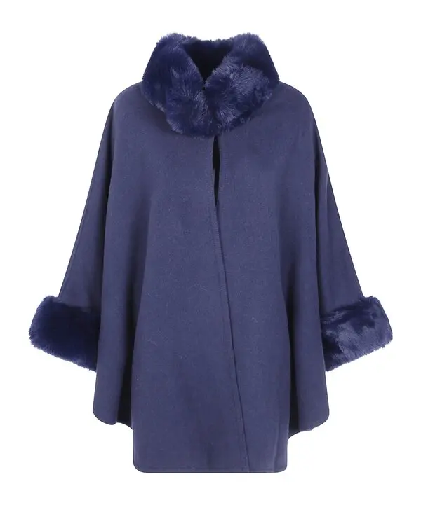 TWINSET Faux-fur Trimmed High-collar Coat - Blue