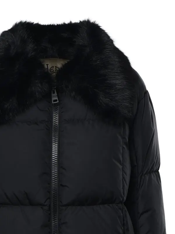 Herno Quilted Zip-up Down Jacket With Faux Fur Collar