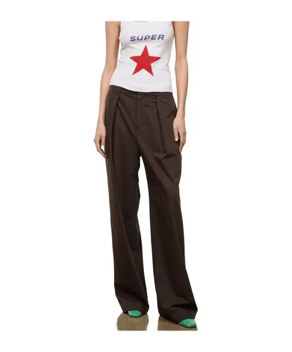 Staud Maysen Wide Leg Tailored Trousers - Earth
