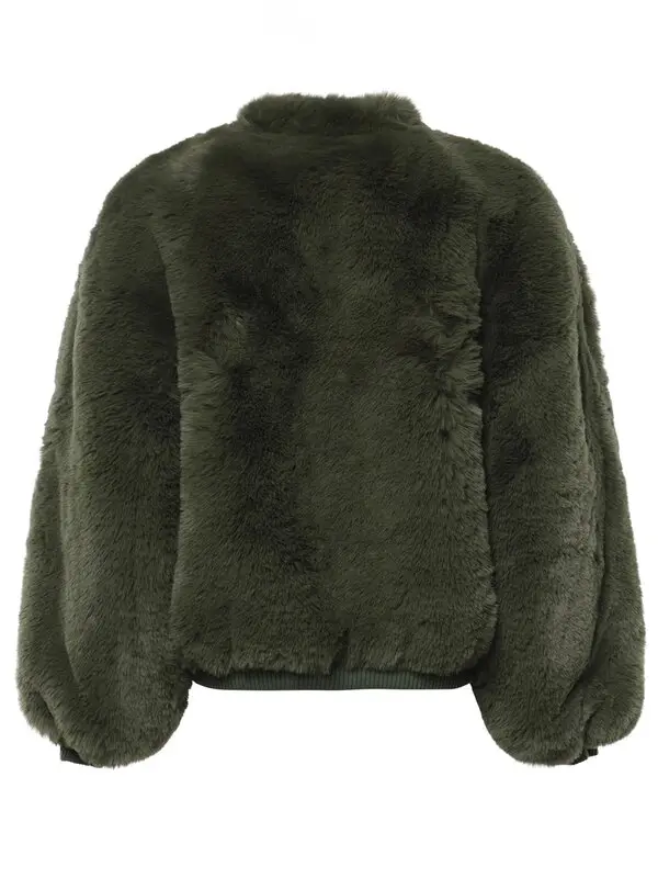 THE FRANKIE SHOP Faux Fur Bomber Jacket - Green