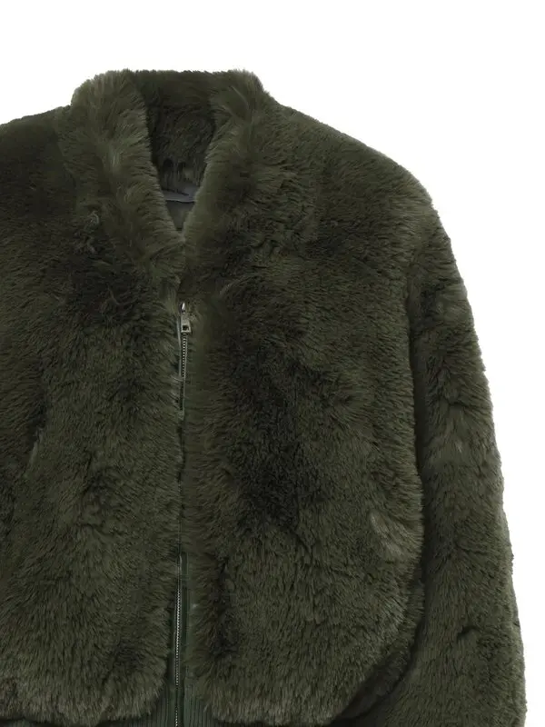 THE FRANKIE SHOP Faux Fur Bomber Jacket - Green