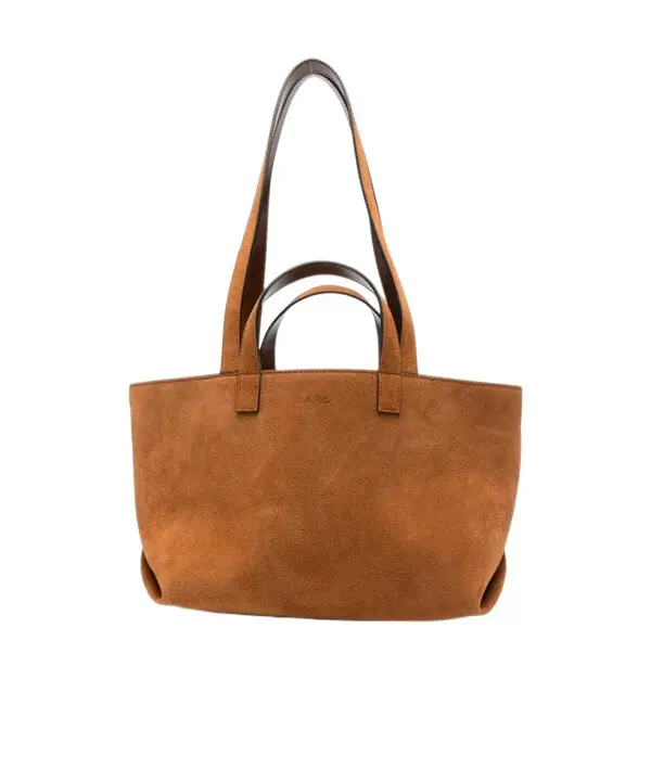 A.p.c. Logo-embossed Suede Tote Bag - Brown