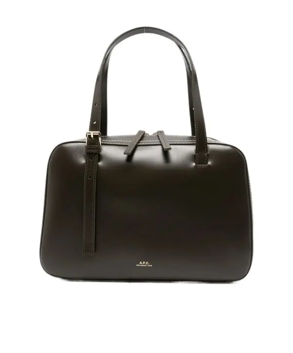A.p.c. Contrast-stitch Leather Shoulder Bag - Brown