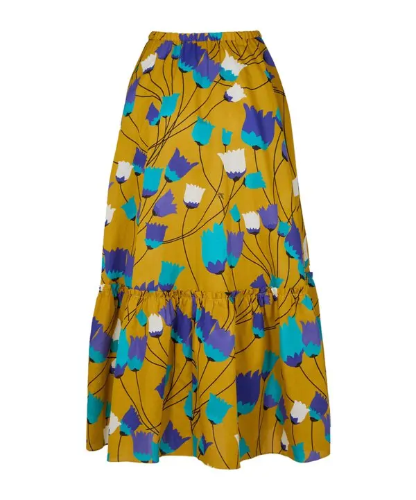 Gucci Floral Print Tiered Maxi Skirt