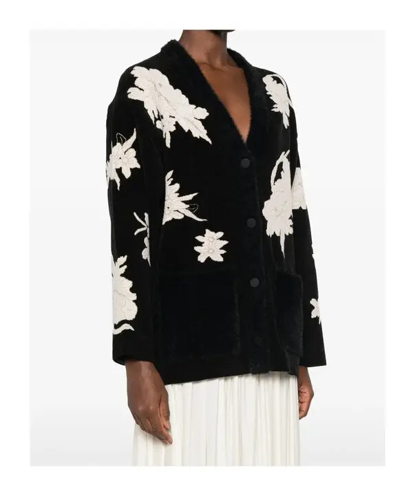 FORTE_FORTE Floral-embroidered Knit Top