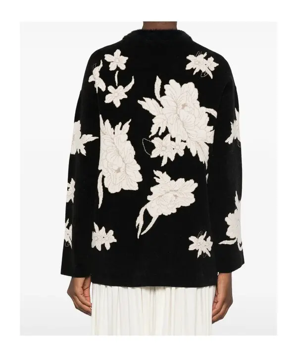 FORTE_FORTE Floral-embroidered Knit Top