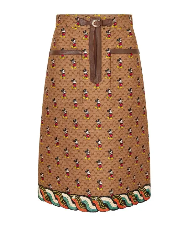 Gucci Vintagestyle Monogram Midi Skirt - Brown