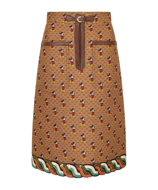 Gucci Monogram Mickey Print Midi Skirt