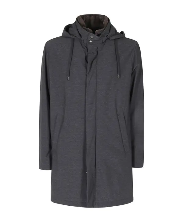 Herno Long-sleeved Hooded Coat - Black