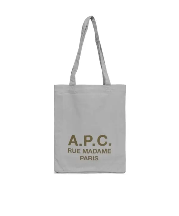 A.p.c. Tote Bag With External Logo - Light Grey