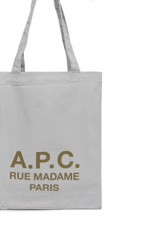 A.p.c. Tote Bag With External Logo - Light Grey