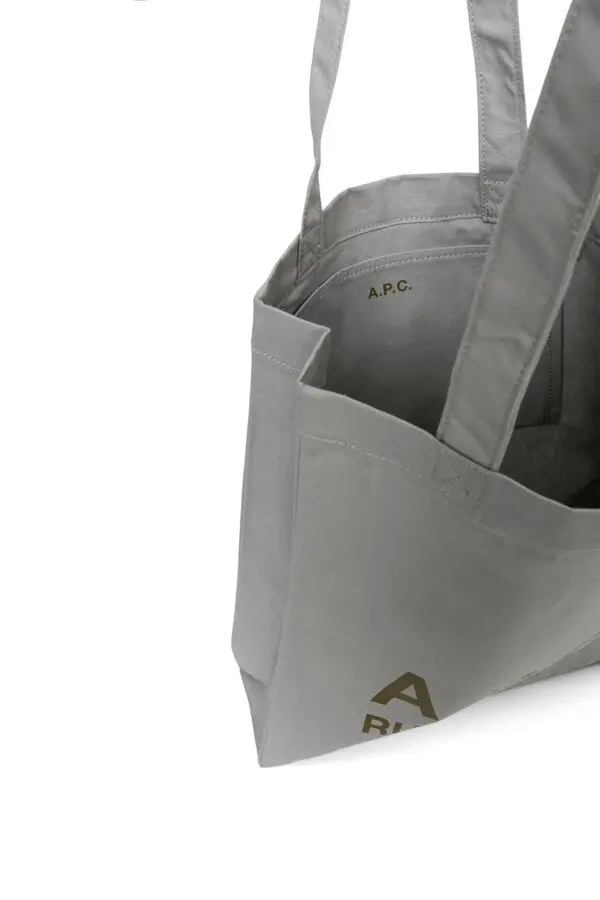A.p.c. Tote Bag With External Logo - Light Grey