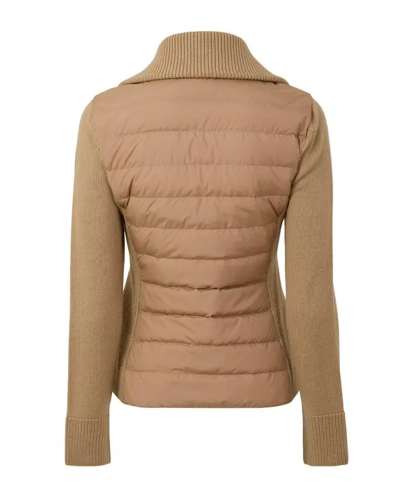 Moncler Quilted Down Jacket With Knitted Sleeves
