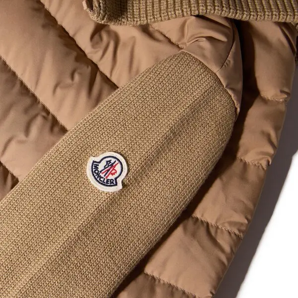Moncler Quilted Down Jacket With Knitted Sleeves
