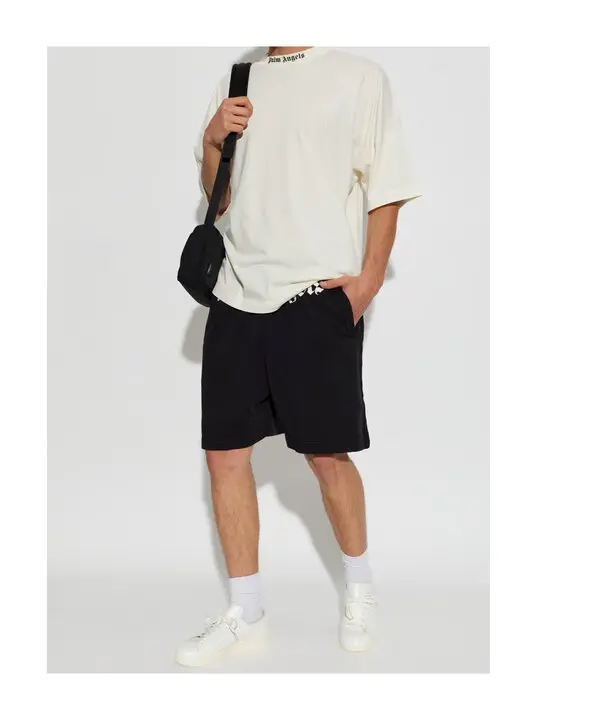 Palm Angels Cotton Drawstring Shorts With Logo Detail