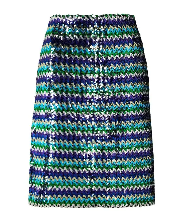 Gucci Colorblock Zigzag Sequin Skirt - Blue