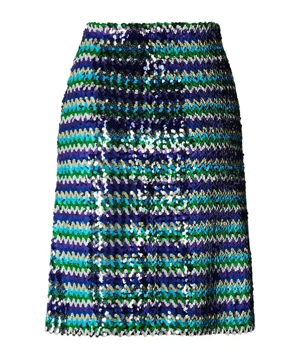 Gucci Colorblock Zigzag Sequin Skirt