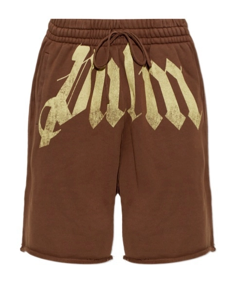 Palm Angels Drawstring Logo Sweatshirt Jersey Shorts - Brown
