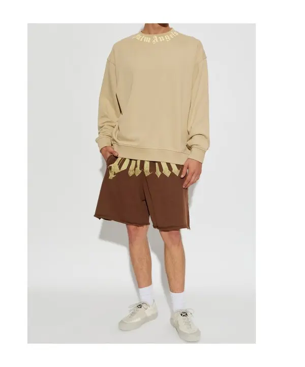 Palm Angels Drawstring Logo Sweatshirt Jersey Shorts