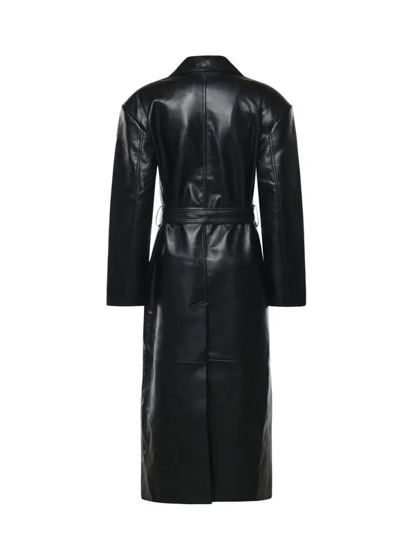 THE FRANKIE SHOP Logo-detailed Long Leather Coat