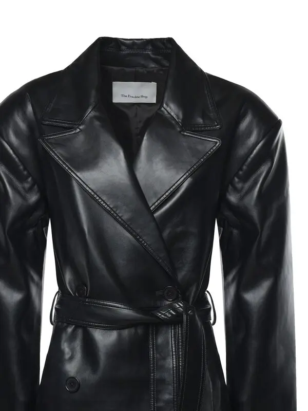 THE FRANKIE SHOP Logo-detailed Long Leather Coat