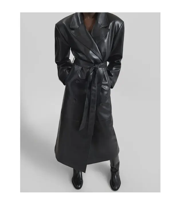 THE FRANKIE SHOP Logo-detailed Long Leather Coat
