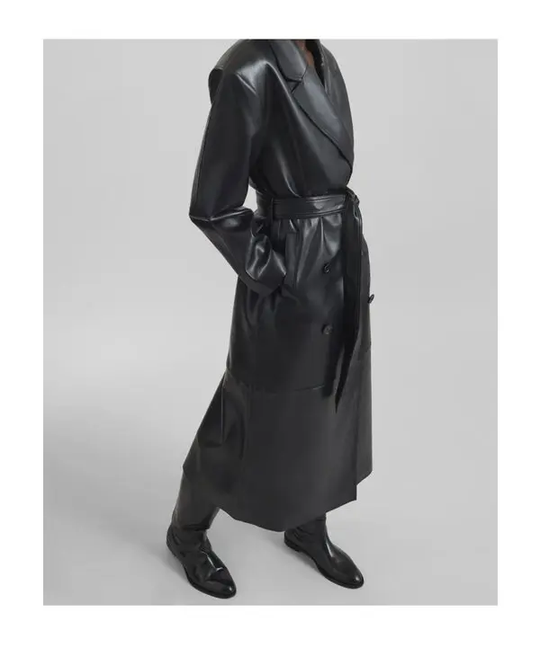 THE FRANKIE SHOP Logo-detailed Long Leather Coat