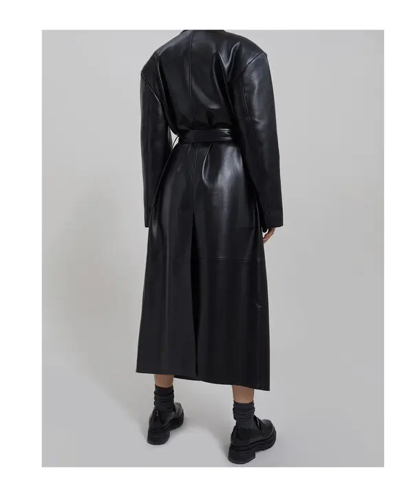 THE FRANKIE SHOP Logo-detailed Long Leather Coat