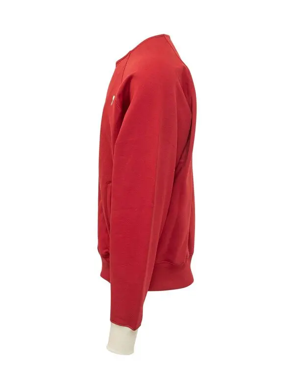 AMI Paris De Coeur Logo Sweatshirt - Ruby Red/ivory White