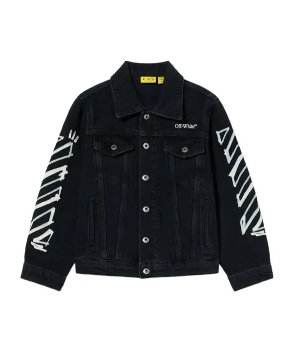 Off-White Diagonal Marker Denim Jacket - Original Black