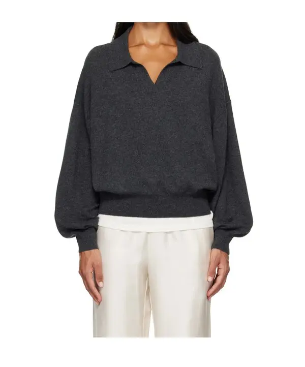 LISA YANG Polo Collar Sweater - Grey