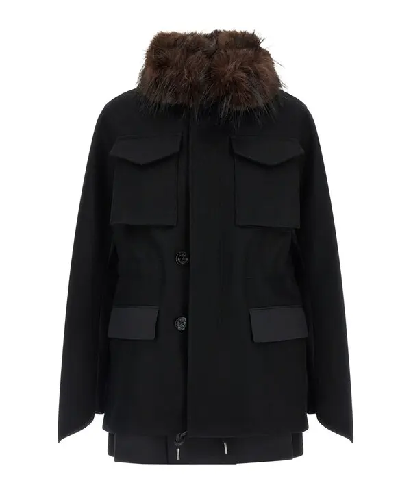 Sacai Long-sleeved Coat - Black