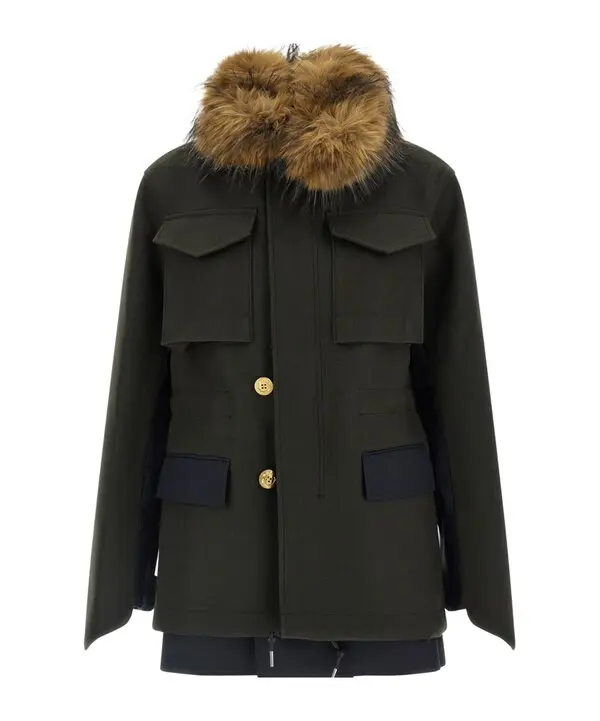 Sacai Long-sleeved Coat - Green