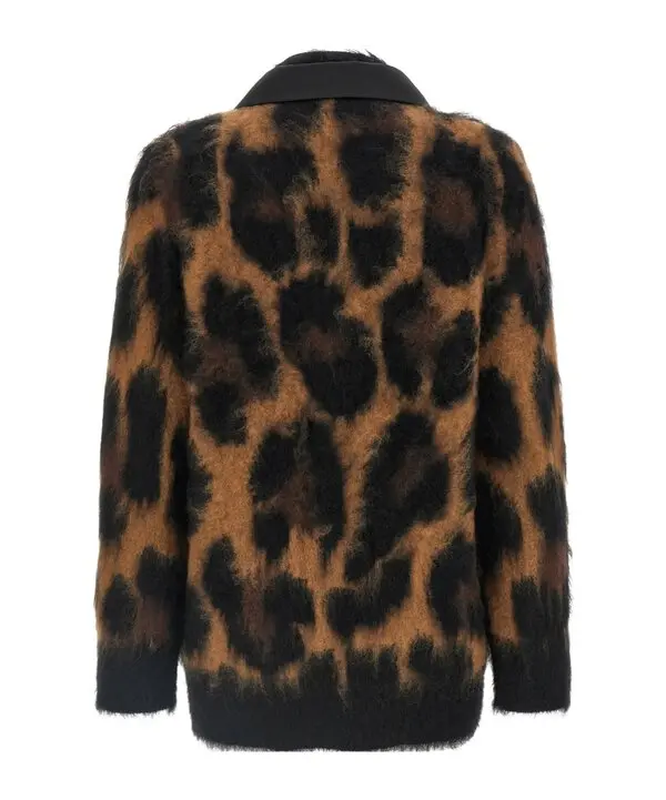 Sacai Long-sleeved Sweater With Blazer Detailing And Leopard Print