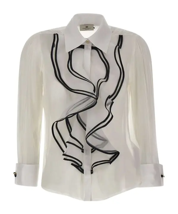 Elisabetta Franchi Ruffled Viscose Shirt - White