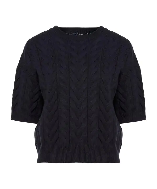 Max Mara Solidcolor Wool Knit Shortsleeve Top