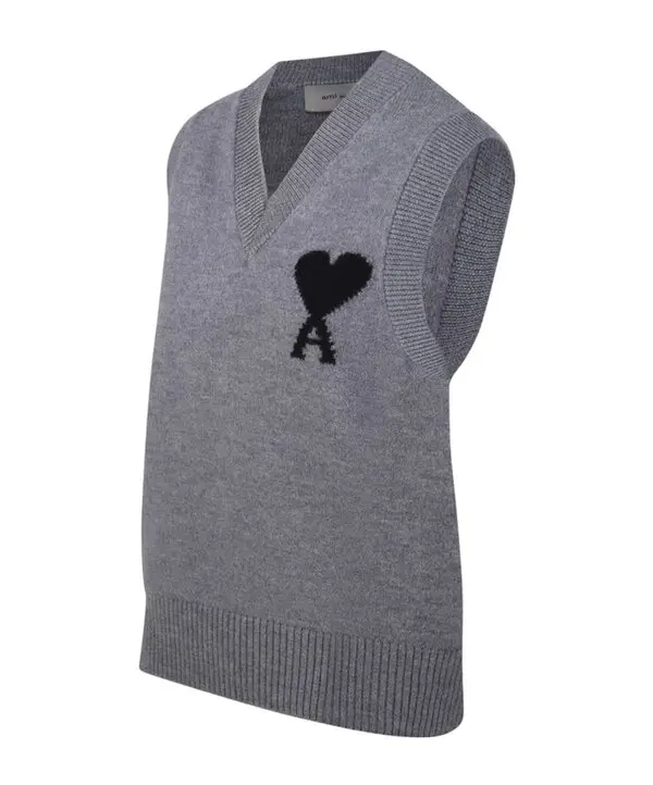 AMI Paris Sleeveless Knit Vest With Heart Motif
