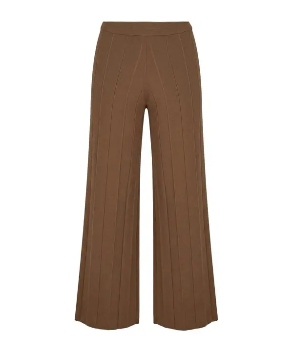 Max Mara Ribbed Knit Wide-leg Trousers - Light Brown