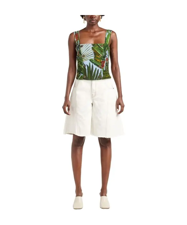 Farm Rio Floral Sleeveless Cropped Top