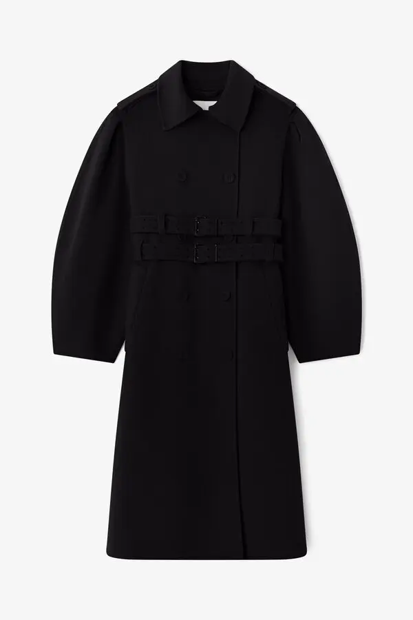 GANNI Quilted Coat With Drawstring Waist - Black