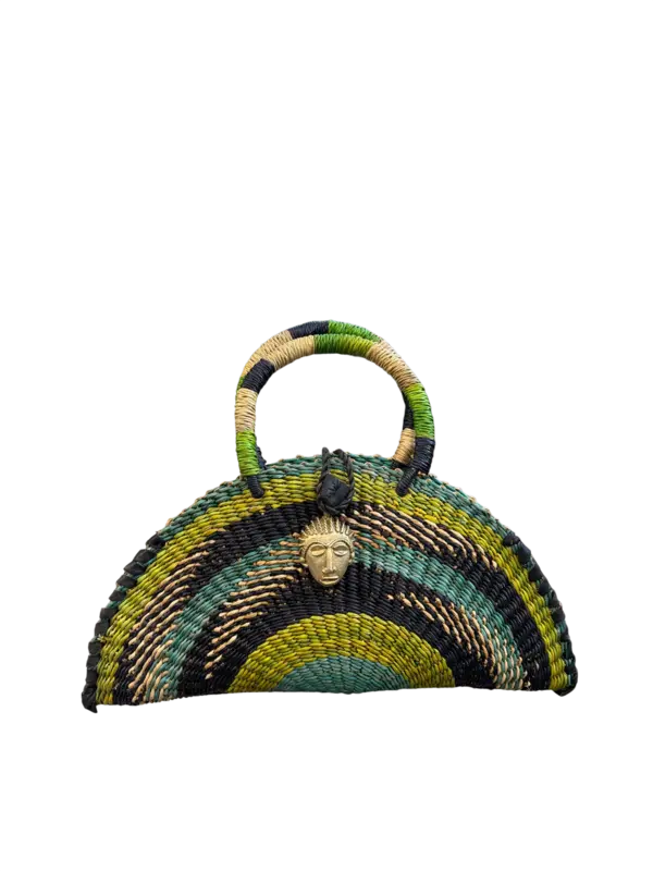 SOKONA Medium Kusana Handwoven Bag – Forest Mosaic - Green