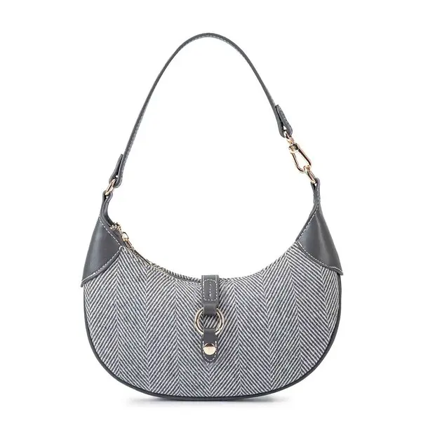 MKF COLLECTION - J'OMOR Mire Half Moon Shoulder Bag Herringbone - Grey