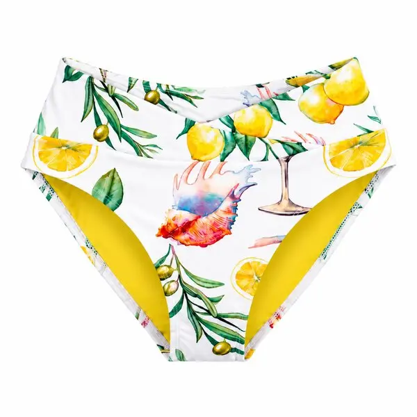 PLIVATI Bianca High Waist Bikini Bottom Adriatic Print